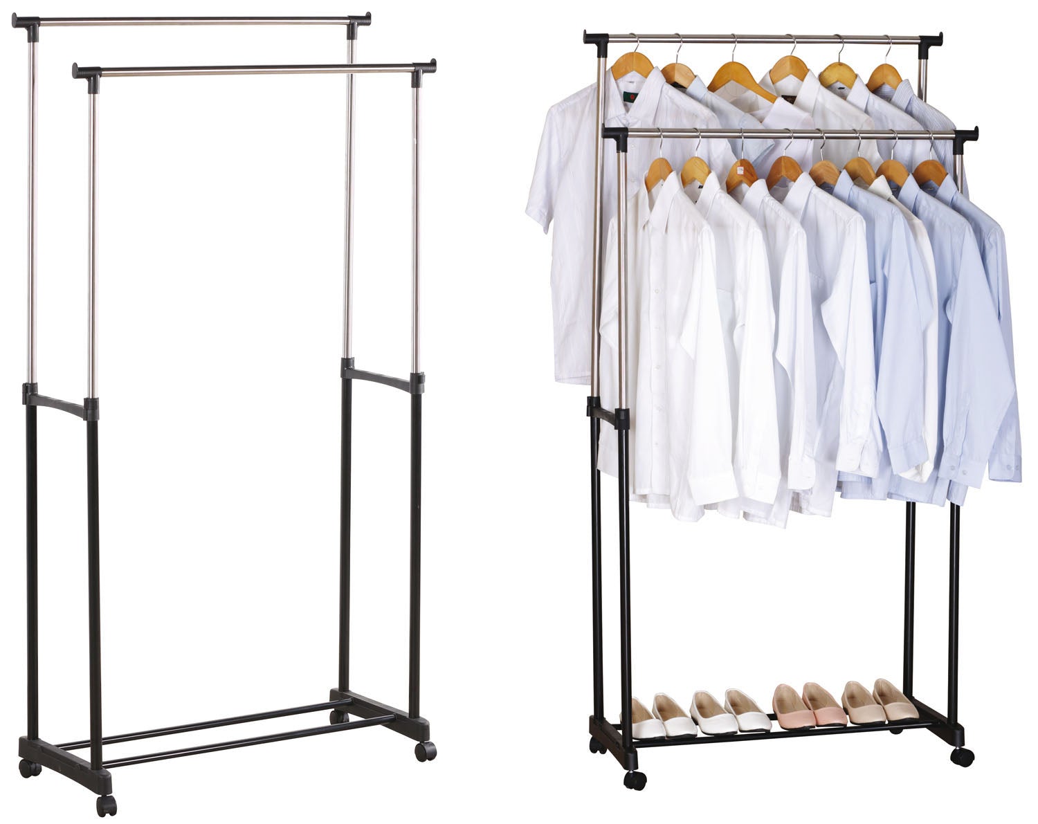 Perchero doble regulable en altura con ruedas Brixo | Leroy Merlin