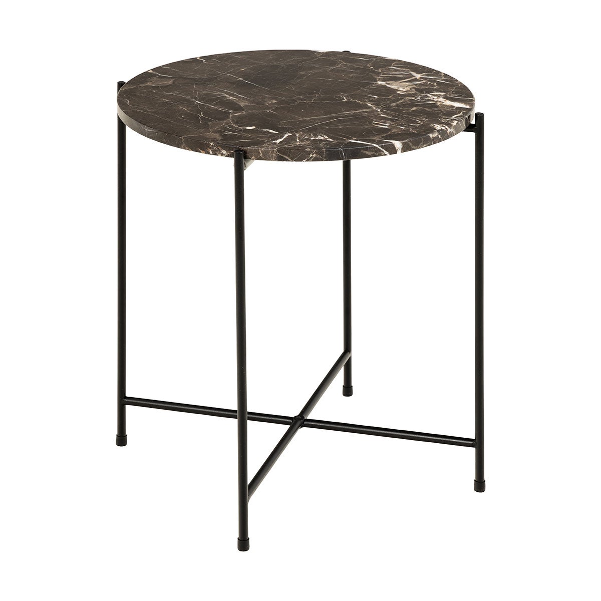 Avila table d'angle Ø42cm marbre marron. | Leroy Merlin