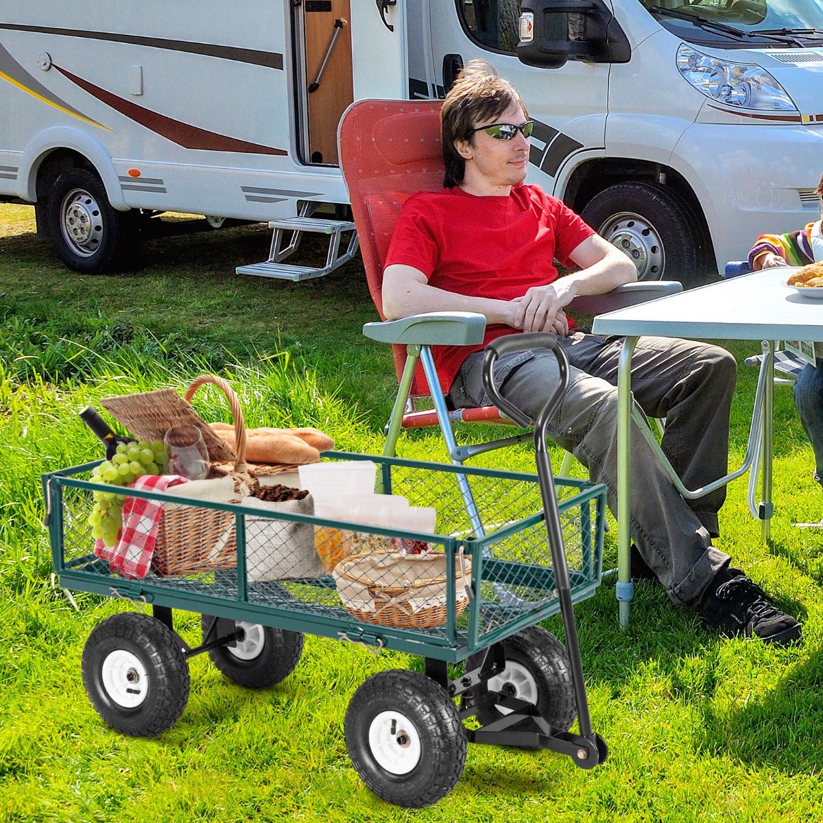 Chariot de Jardin Métal Charge 200 KG Utilitaire Côtés Amovibles Long ...