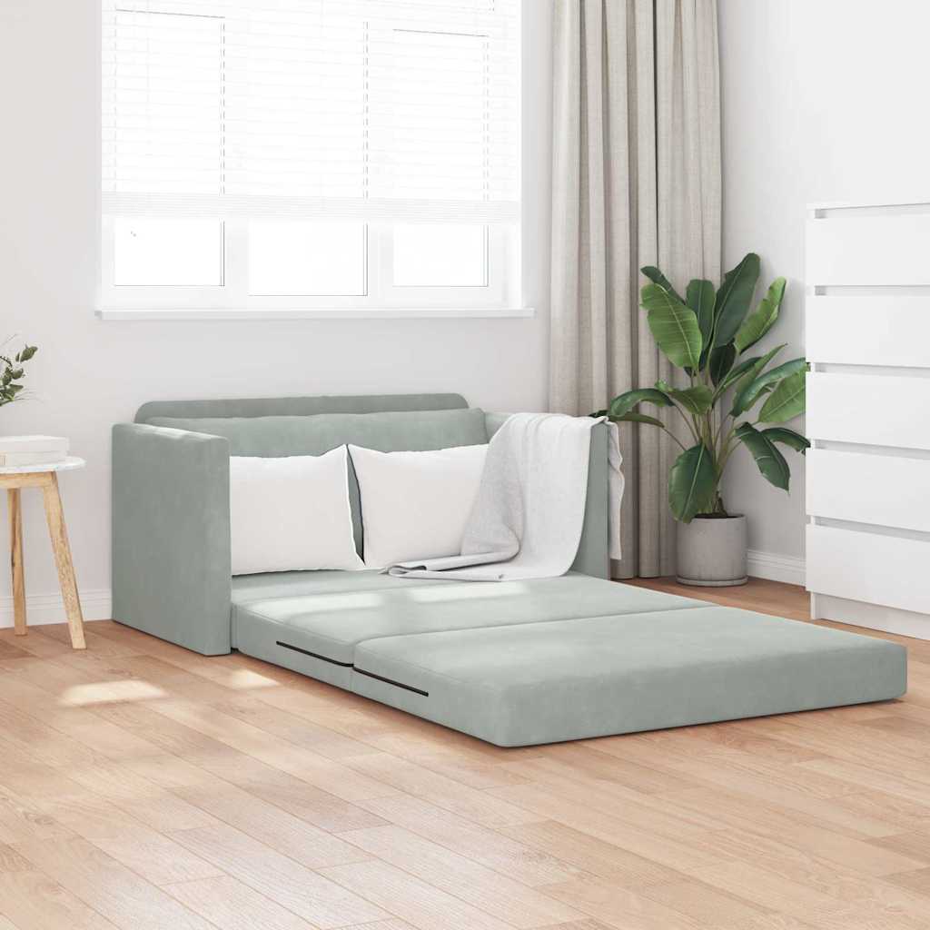 Sofá cama 110cm Gris Claro Terciopelo | Leroy Merlin