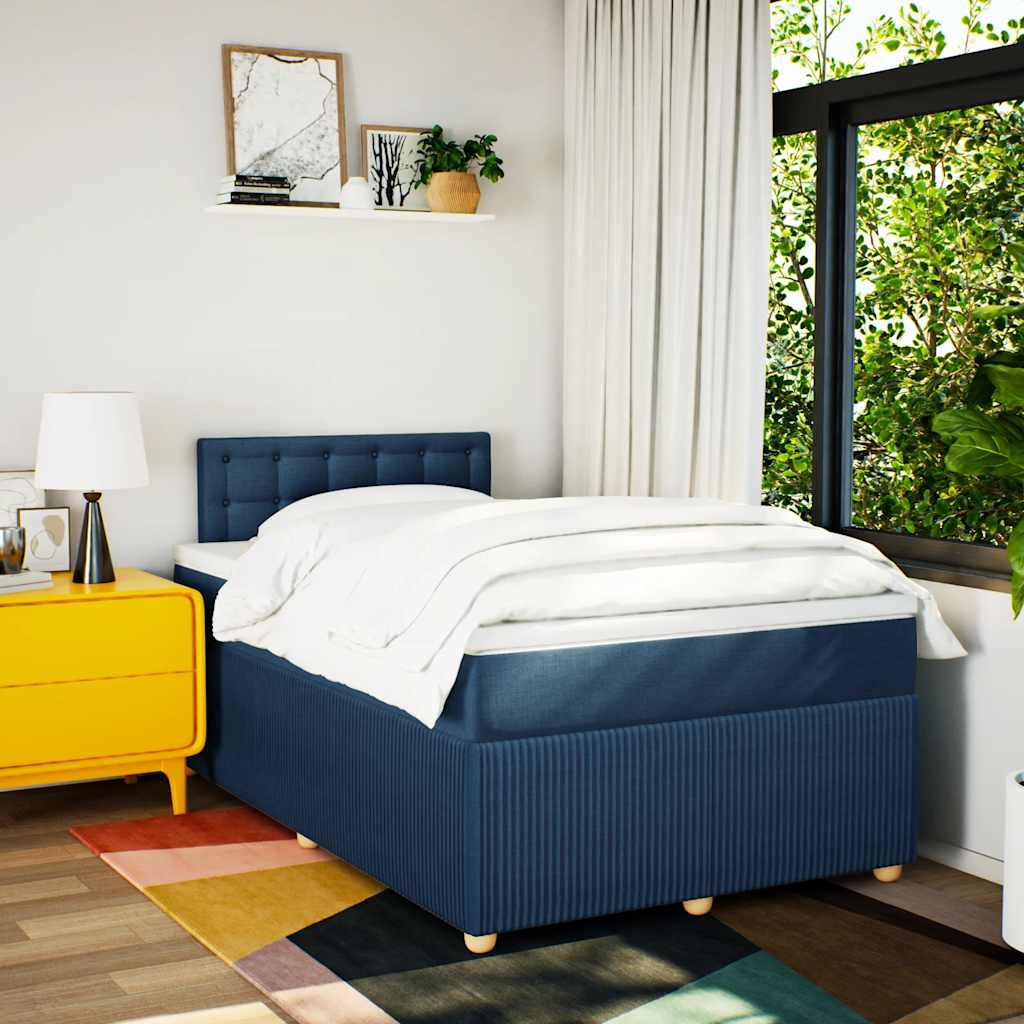 Cama box spring con colchón tela azul 120x200 cm | Leroy Merlin