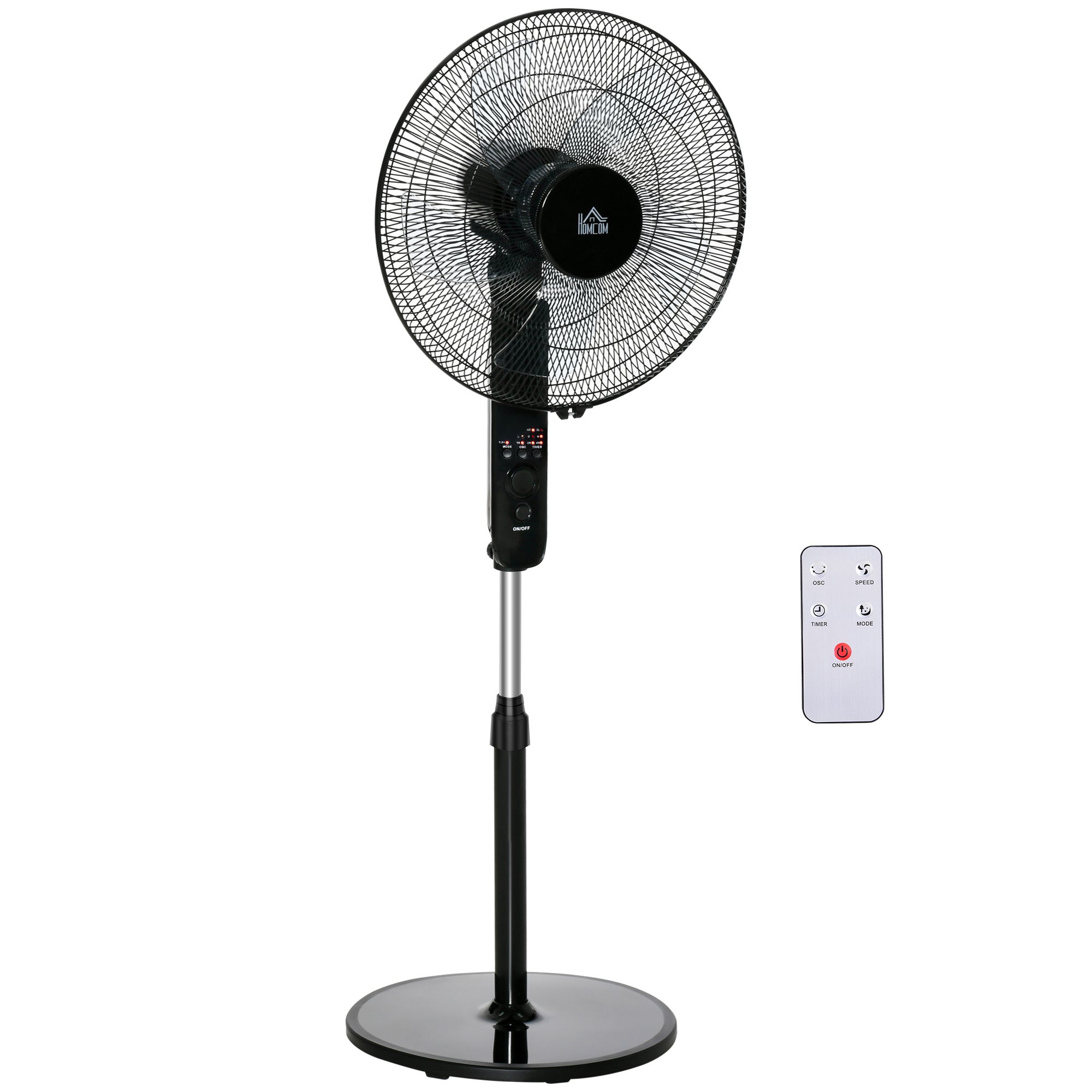 Ventilateur piédestal télécommande hauteur réglable 3 vitesses angle ...