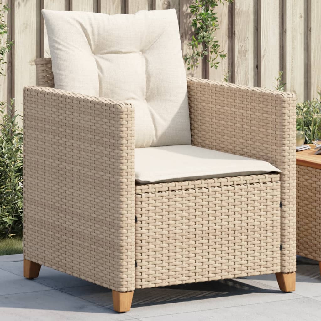 Chaise de jardin avec coussins beige résine tressée vidaXL | Leroy Merlin