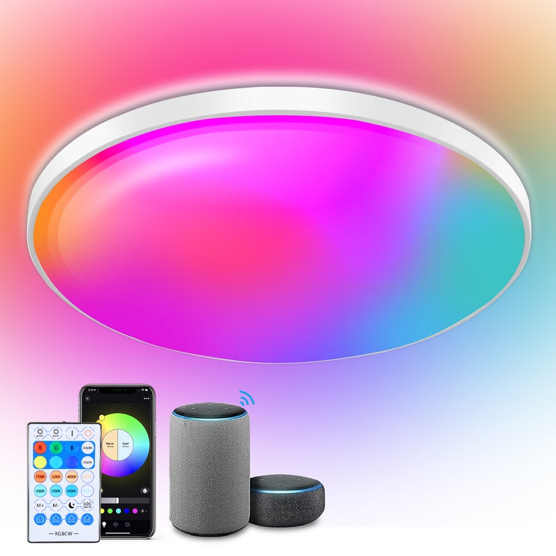Lámpara de techo LED RGB 30W Lámpara de techo con mando a distancia ...