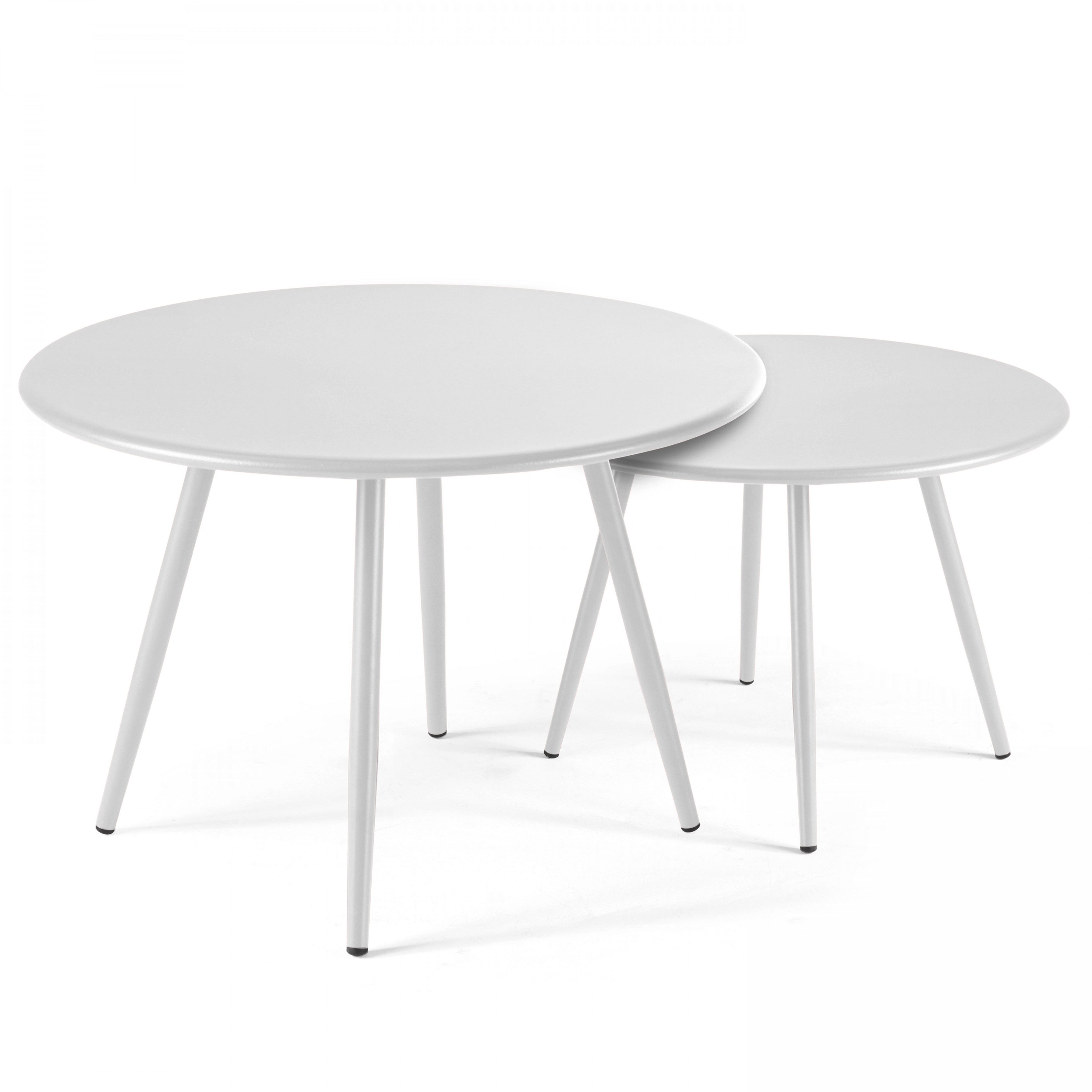 Lot de 2 tables basses ronde en acier blanc , Palavas - Oviala | Leroy ...