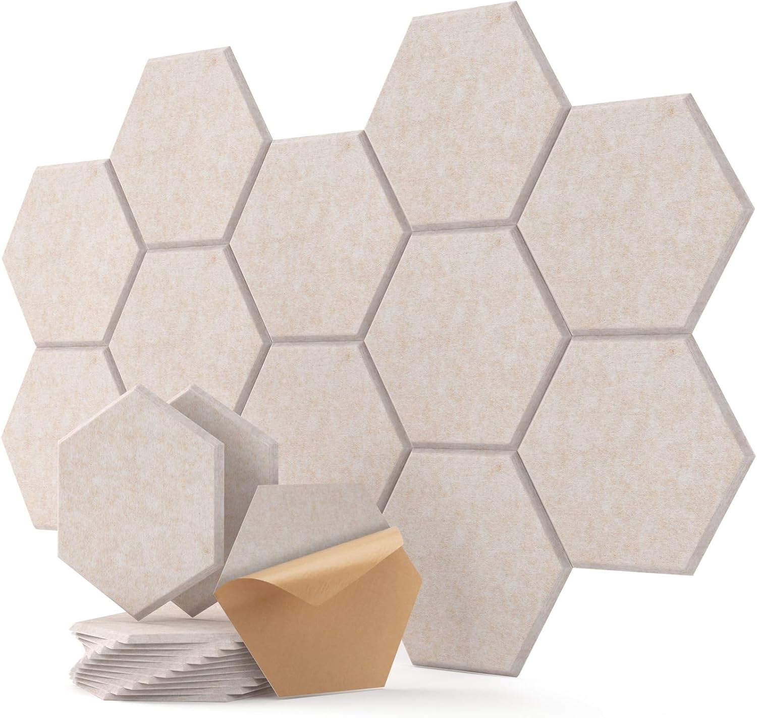 Lot de 12 30 × 26 × 0,9 cm panneaux acoustiques hexagonaux auto ...