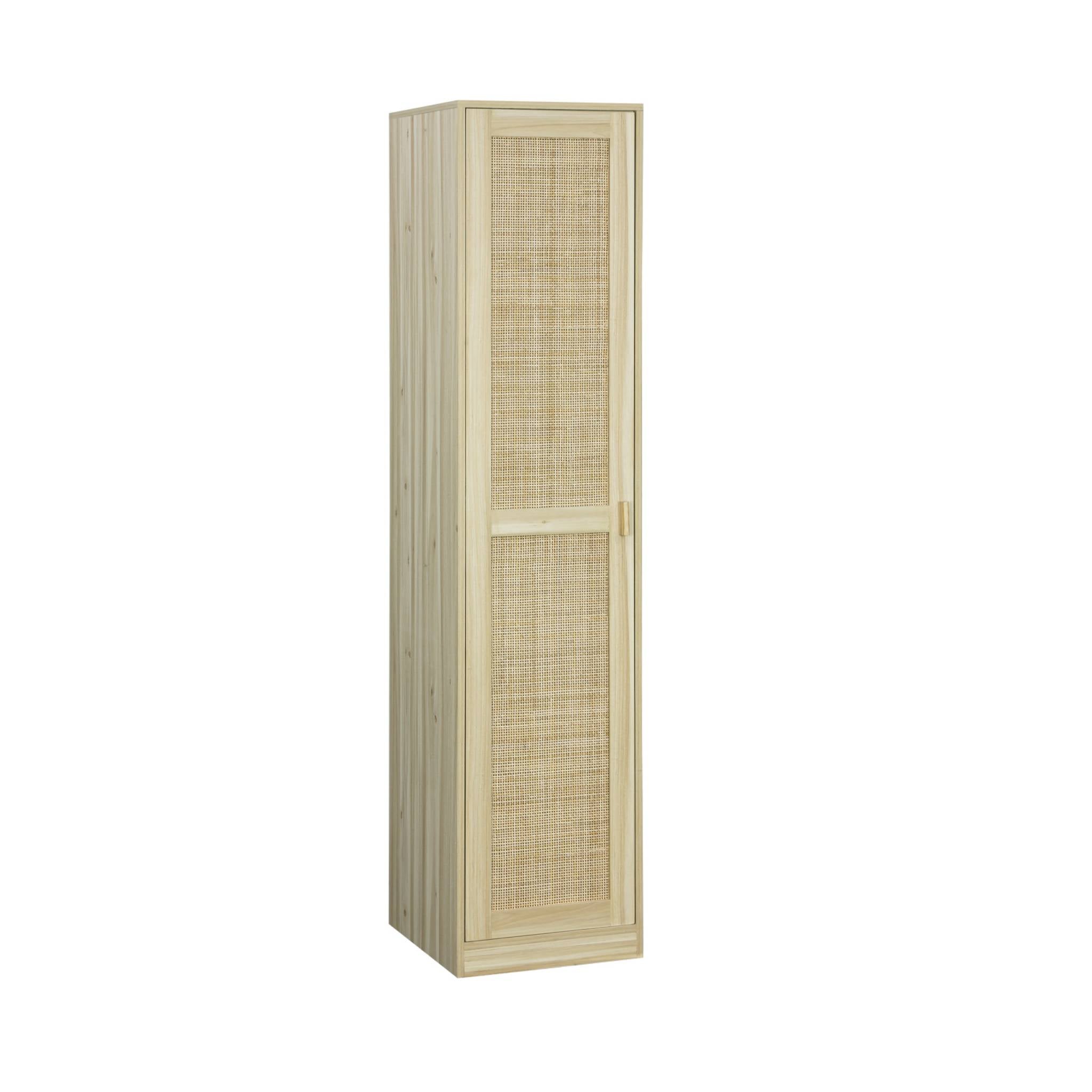Armoire dressing cannage et effet bois. garde-robe 1 porte. 5 étagères ...