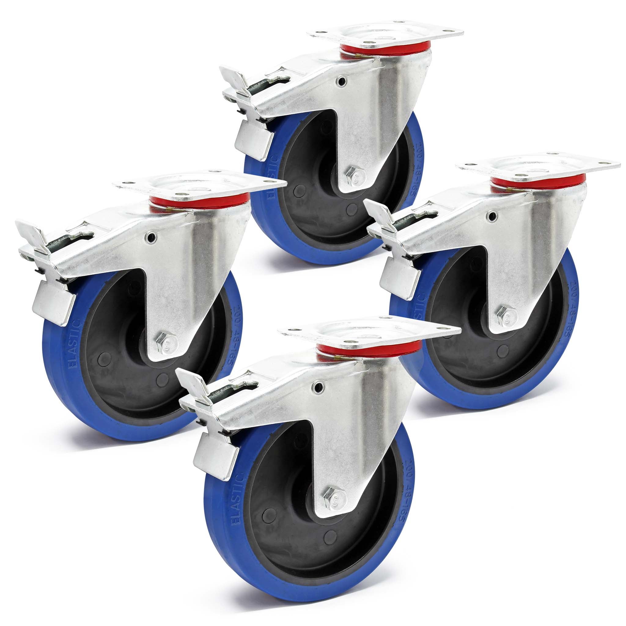 Wiltec Jeu 4x Roulette pivotante en plastique – Ø 200 mm – Capacité de ...