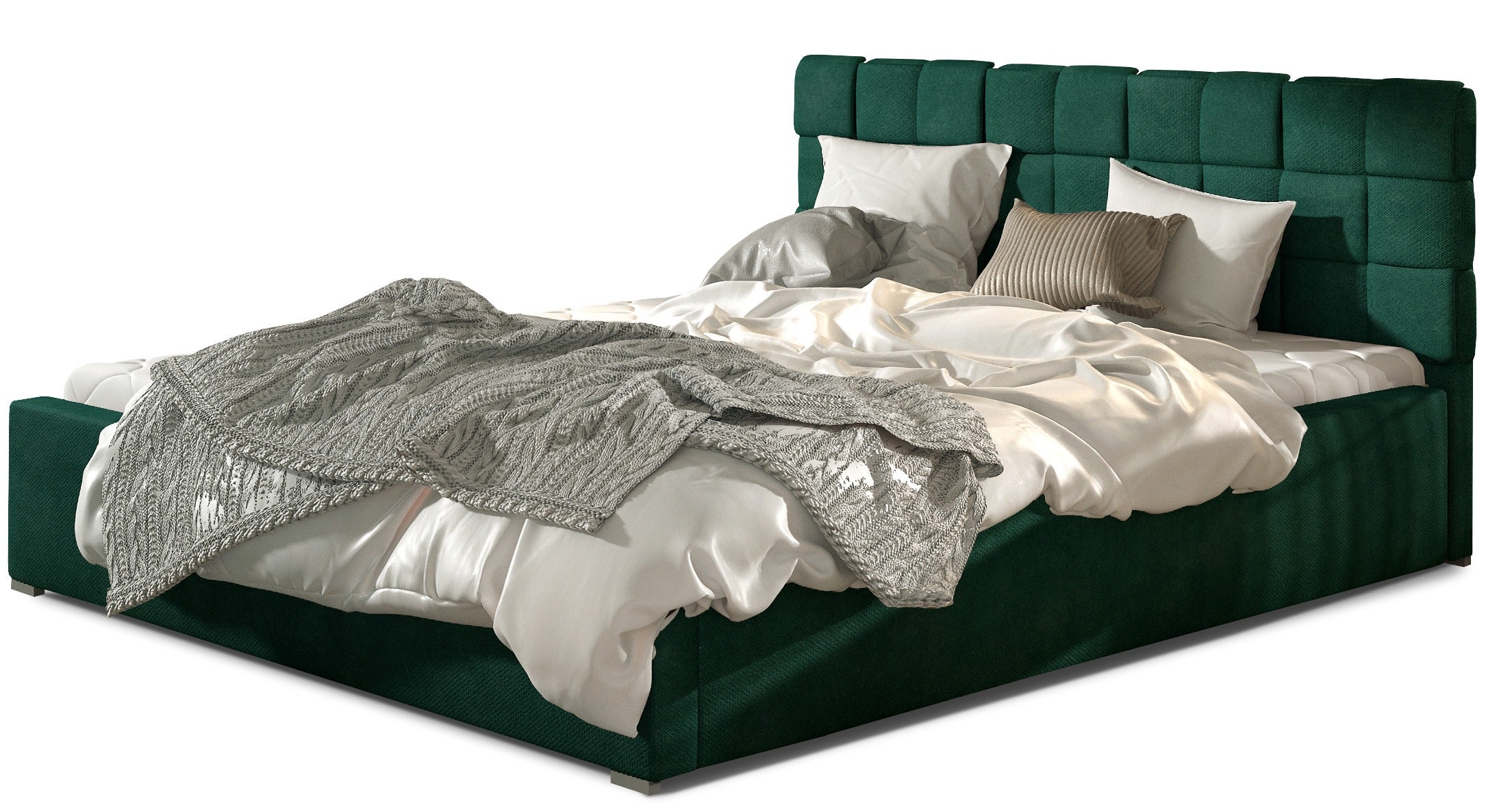 Lit moderne 180x200 capitonné velours vert Kandy | Leroy Merlin