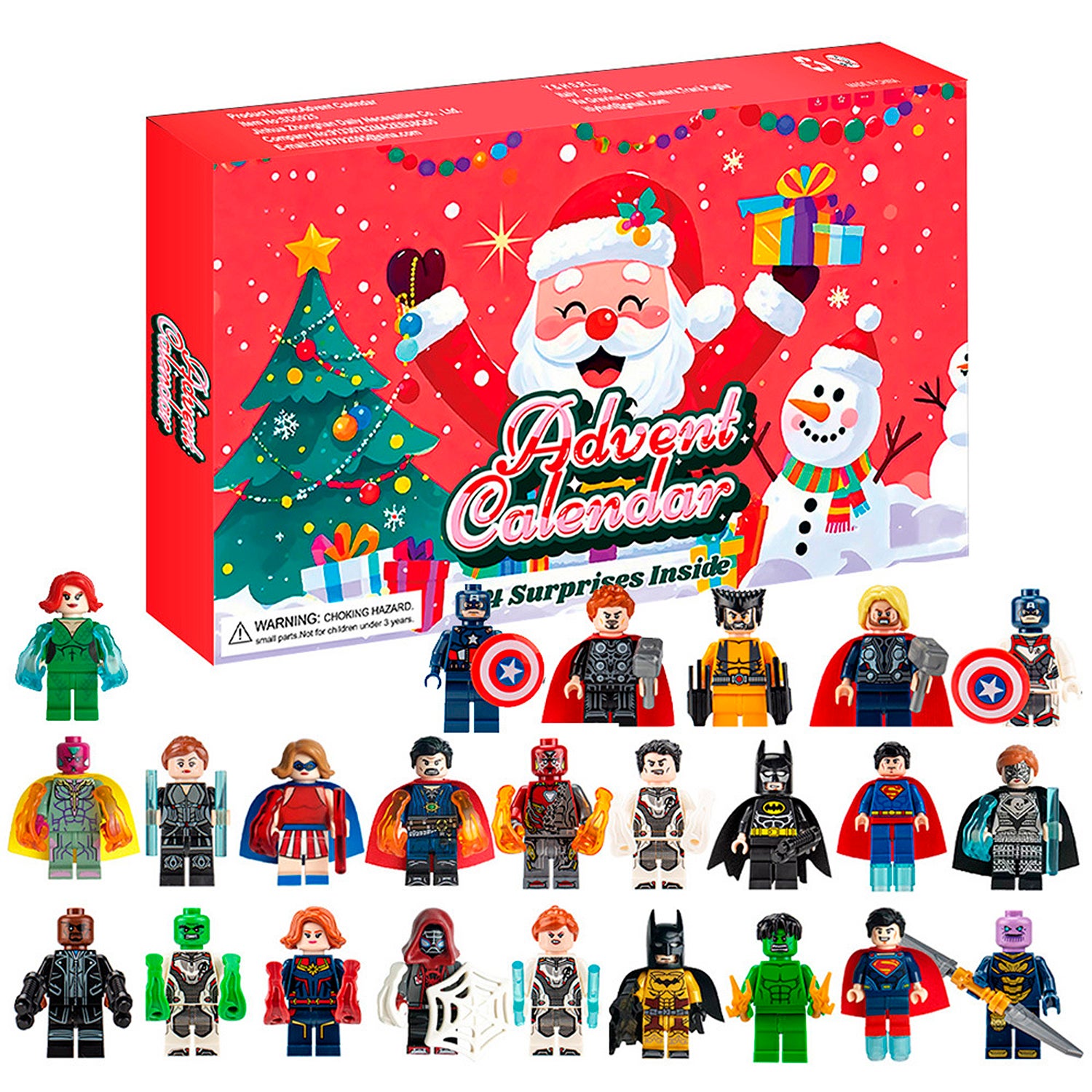 Calendario de adviento con figuritas de regalo para decorar. 24 figuras ...