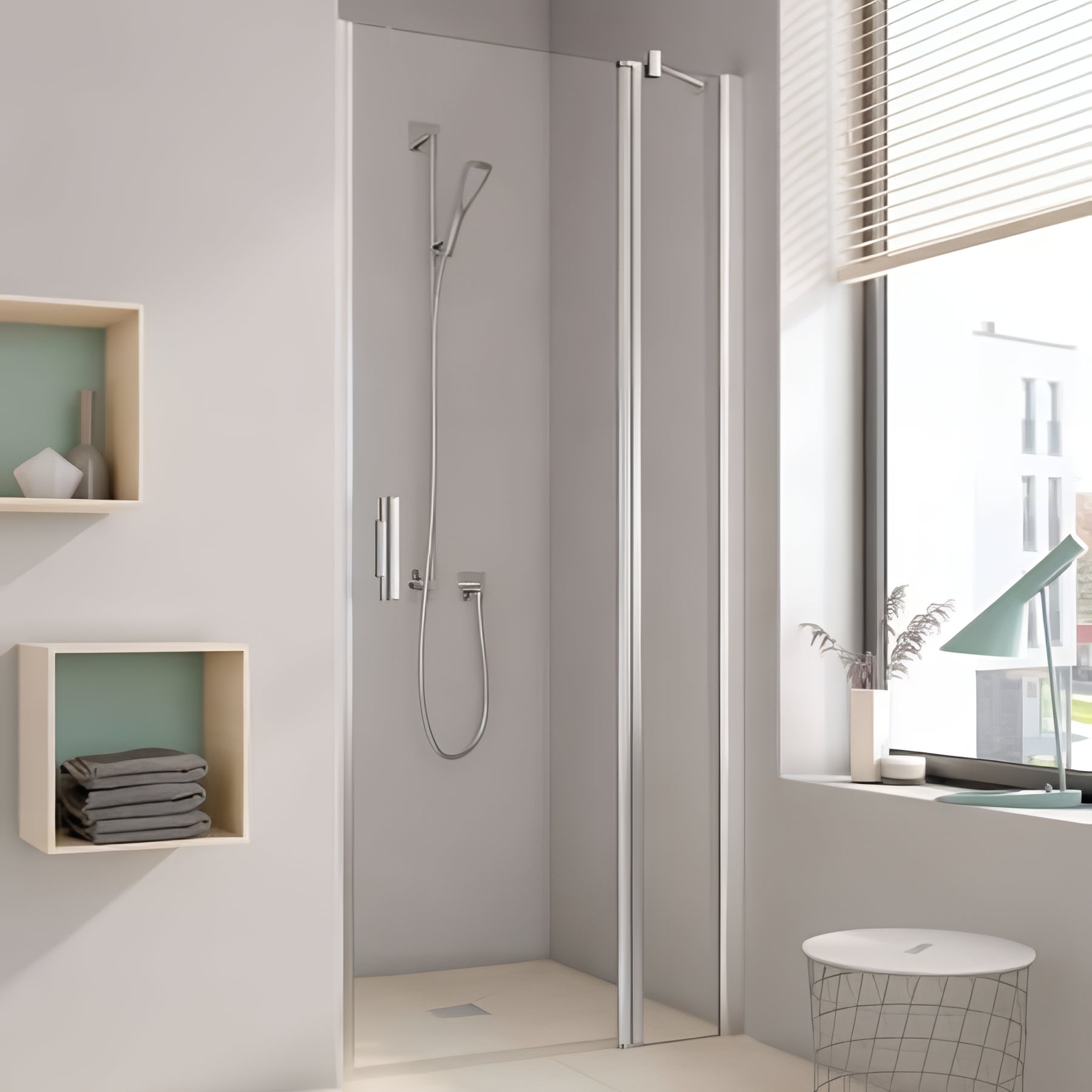 Pared de ducha giratoria anchura 100 cm altura 200 cm perfil plata ...