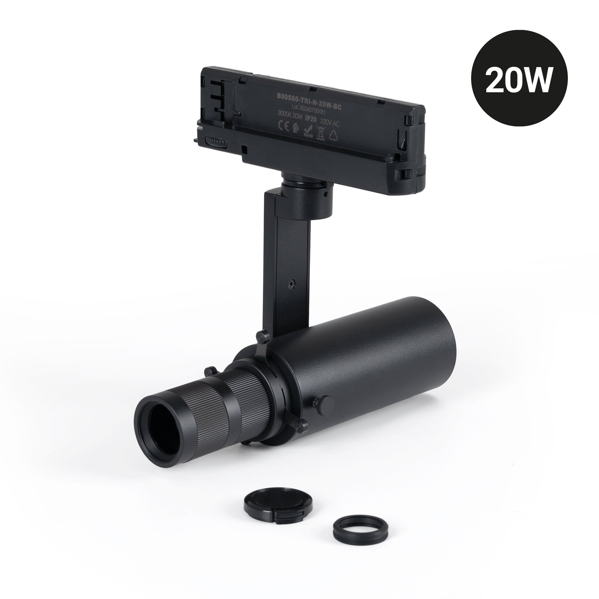 Projecteur découpe pour rail triphasé - 20W - 20º - 35° - Blanc Chaud ...