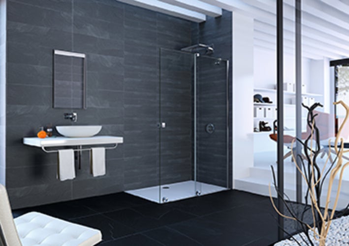 HÃPPE Xtensa pure Walk-In porta scorrevole 1 pezzo, con segmento fisso ...