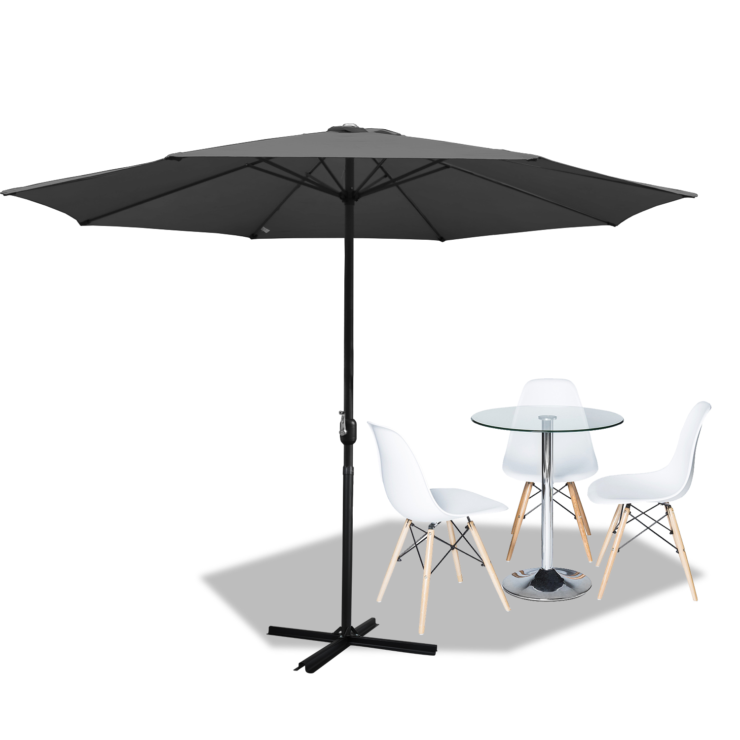 Parasol Droit Ø350cm Gris terrasse avec protection UV, imperméable et ...