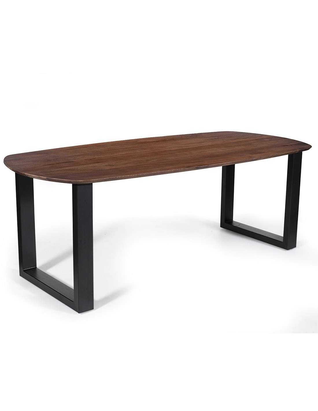 Table à manger ovale 8 personnes en bois massif coloris brun collection ...