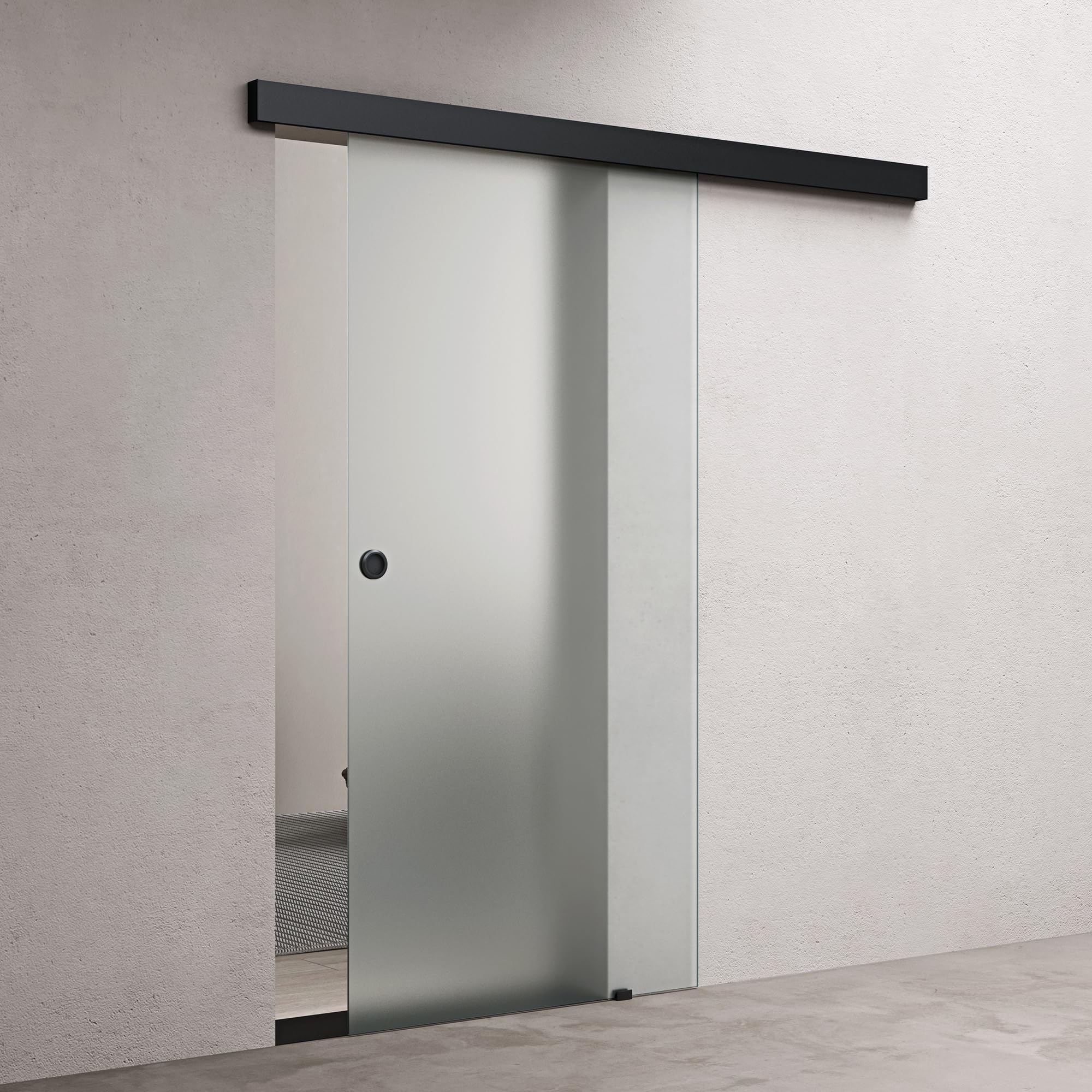 Doporro Porte Coulissante en Verre 90cm x 205cm Opaque Poignée Ronde ...