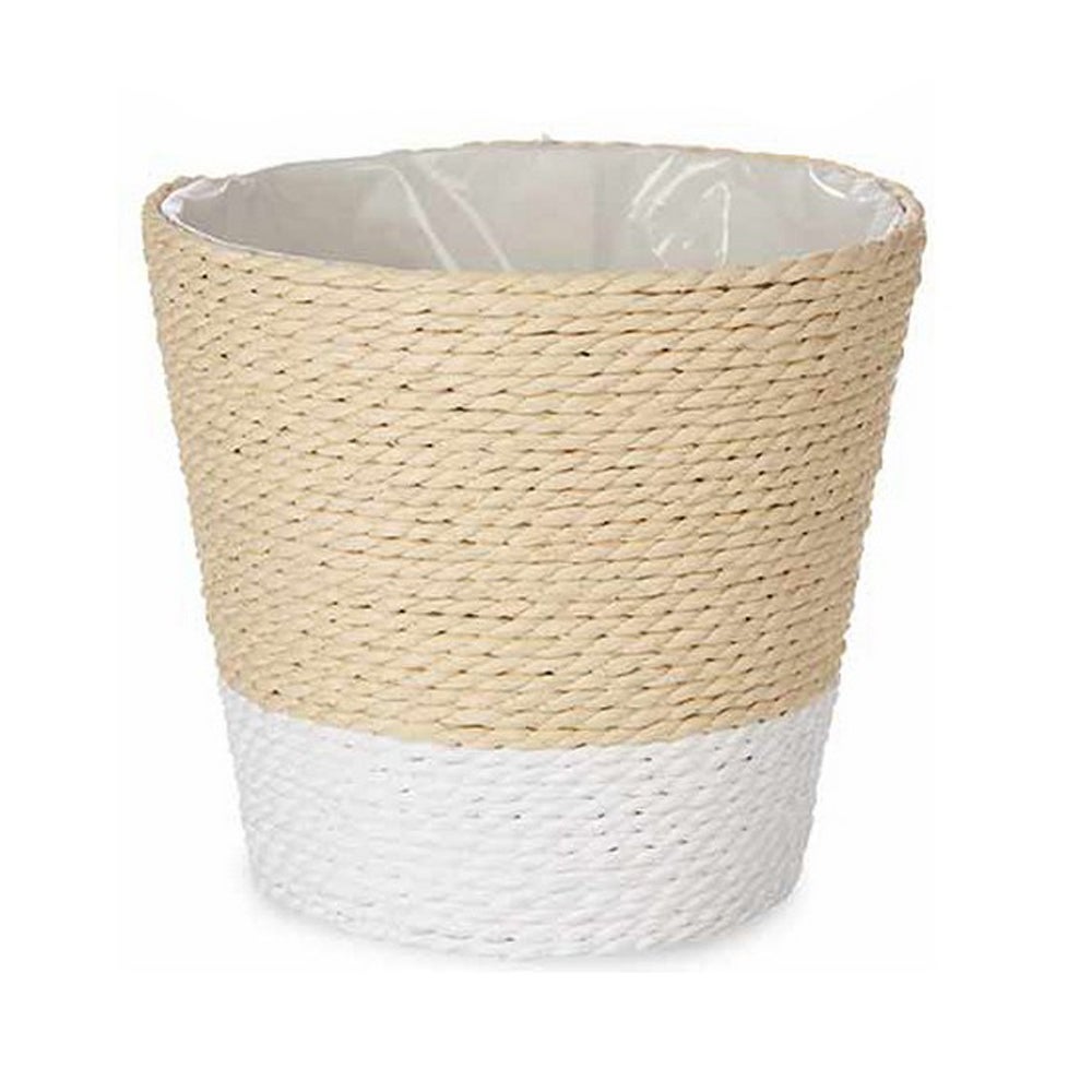 Cache-pot Naturel Marron Corde Plastique Blanc/Naturel (12,5 x 12 x 12 ...