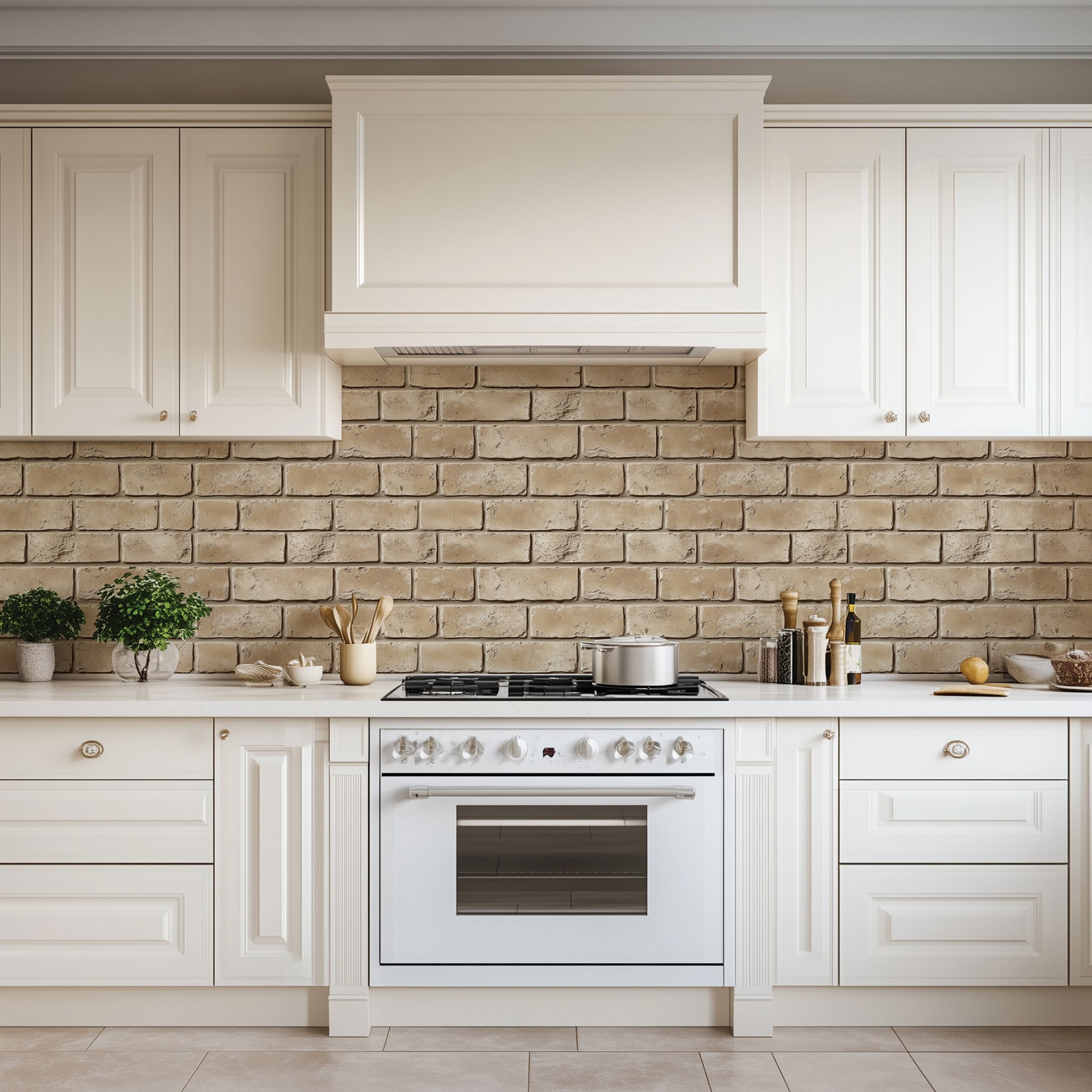 Credencia adhesiva en vinilo ignífugo Beige Bricks 300x60 | Leroy Merlin