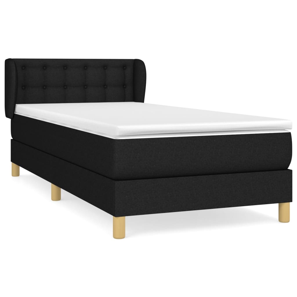 Lit simple | Lit Adulte | Lit à sommier tapissier avec matelas Noir ...
