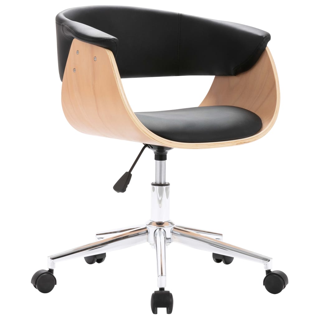Silla de oficina | Sillón Oficina giratoria madera curvada cuero ...