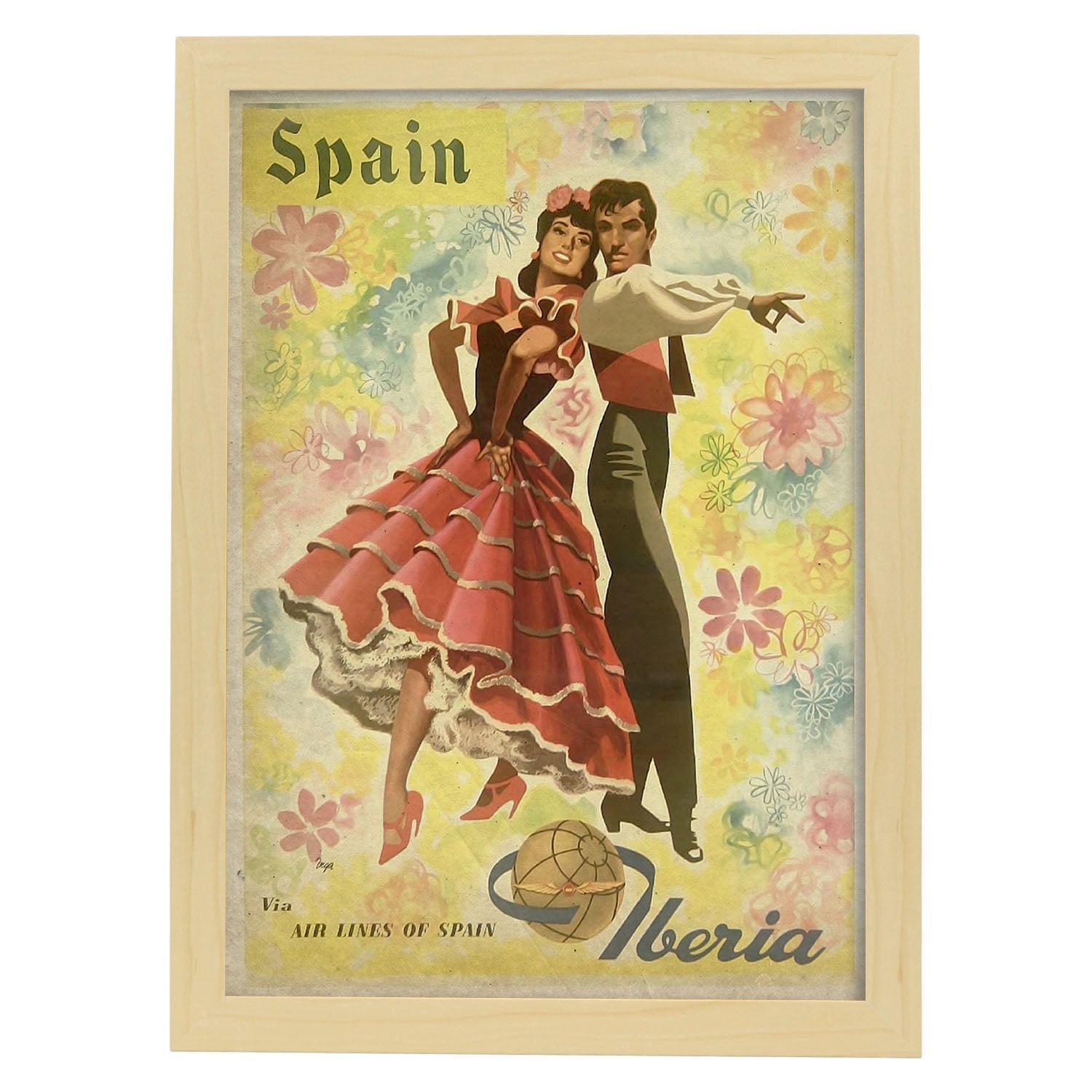 Poster Vintage De Iberia. Con Imagenes Vintage Y De Publicidad Antigua. Marco Blanco - A3 ...