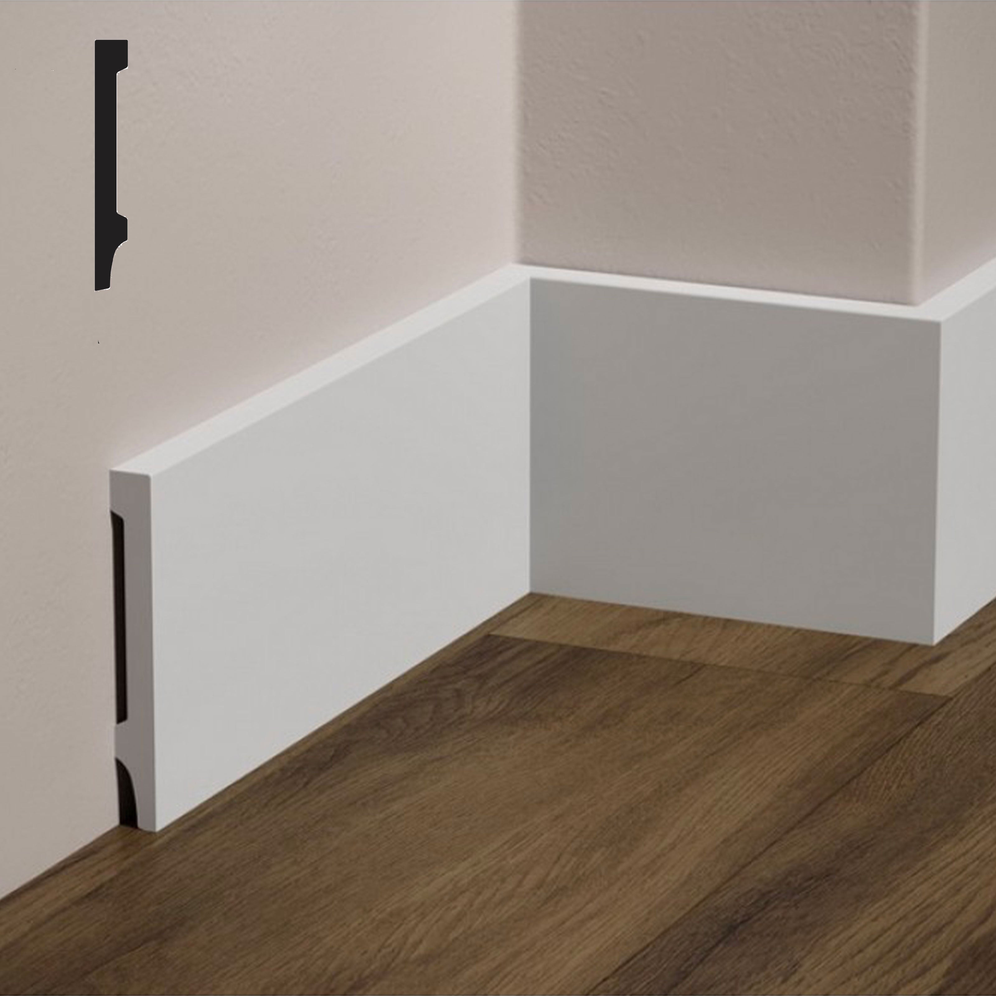 Plinthe DROITE CARRÉE en FeelingWood-HD POLYMERS 120x15mm - BLANC (prix ...