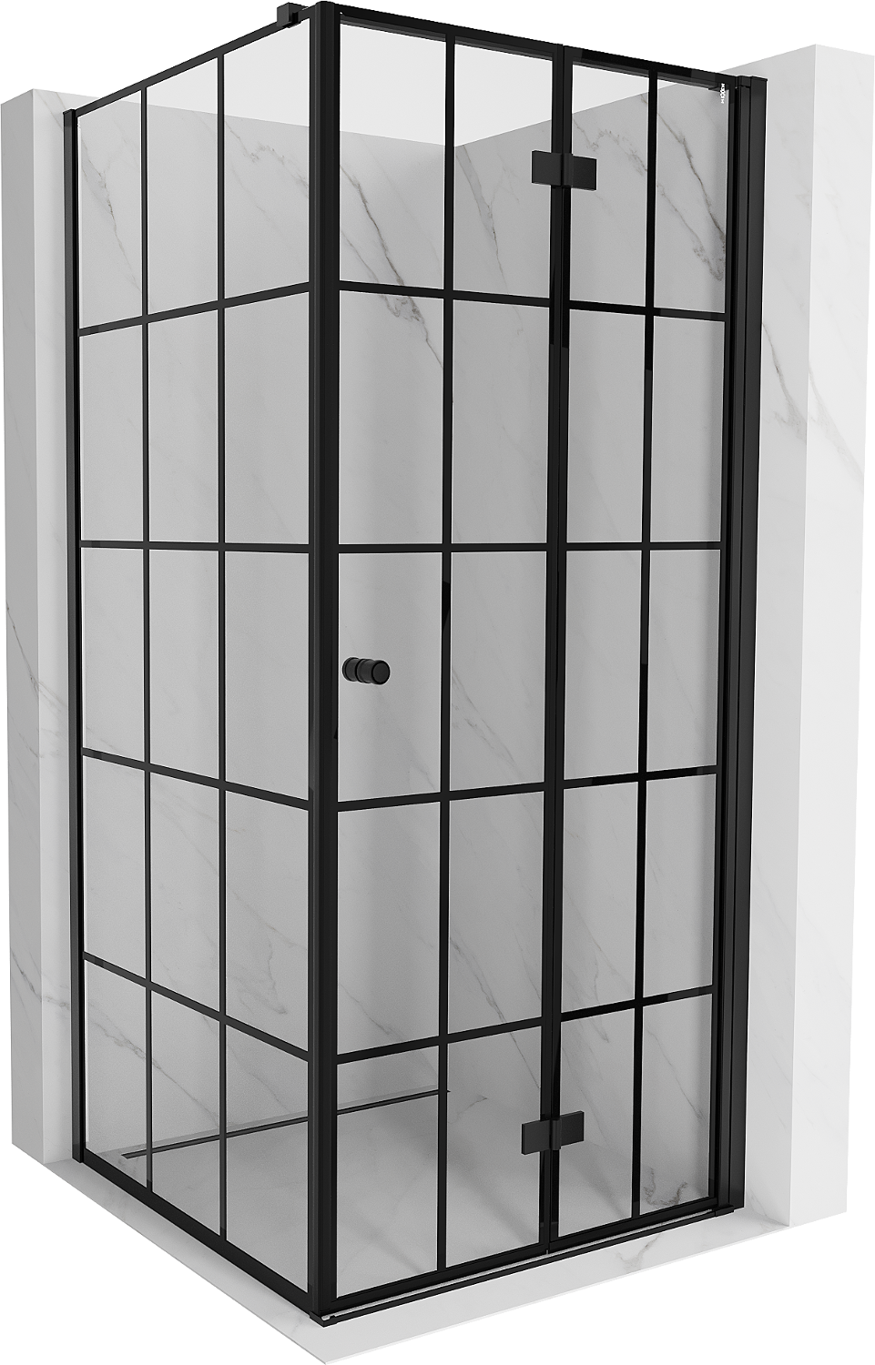 Mexen Mist-F T kabina prysznicowa składana prawa 75 x 75 cm, czarna kratka, czarna - 8A6T-075 ...