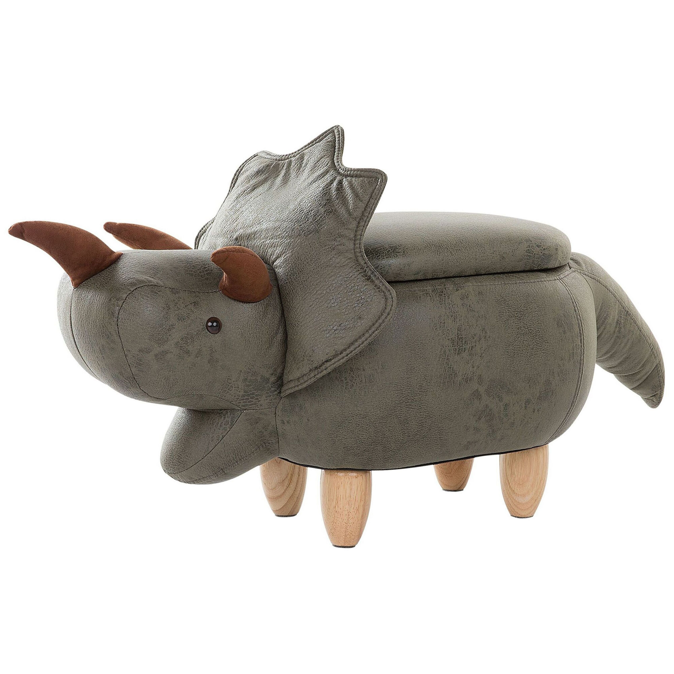 Beliani Puf animal con almacenaje TRICERATOPS Tela Verde oscuro | Leroy ...