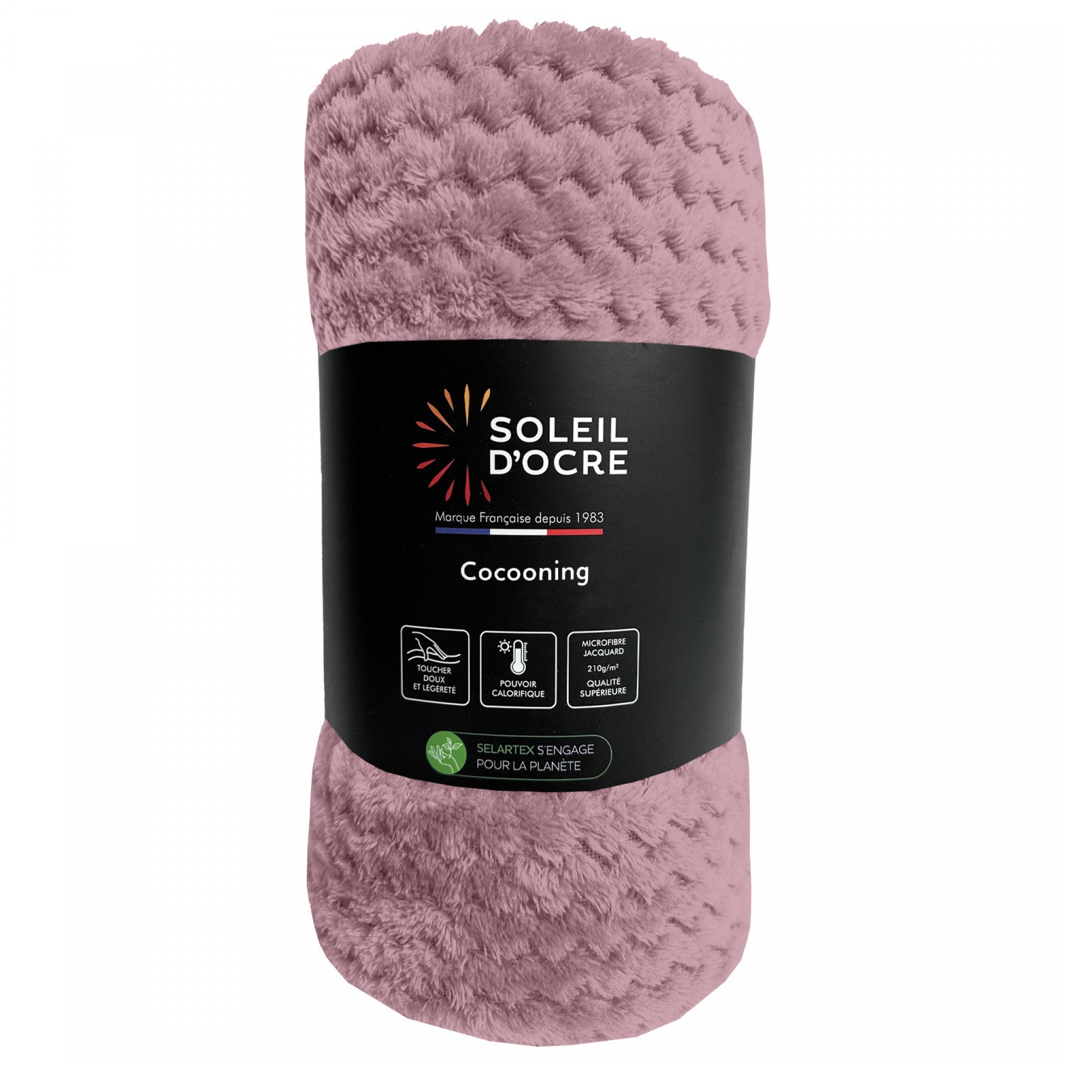 Couverture, plaid 220x240 cm COCOONING vieux rose, par Soleil d'ocre ...