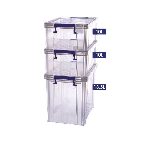 Lot de 3 Boîtes de rangement Professionnelles 1 x 18,5 litres / 2 x 10 ...