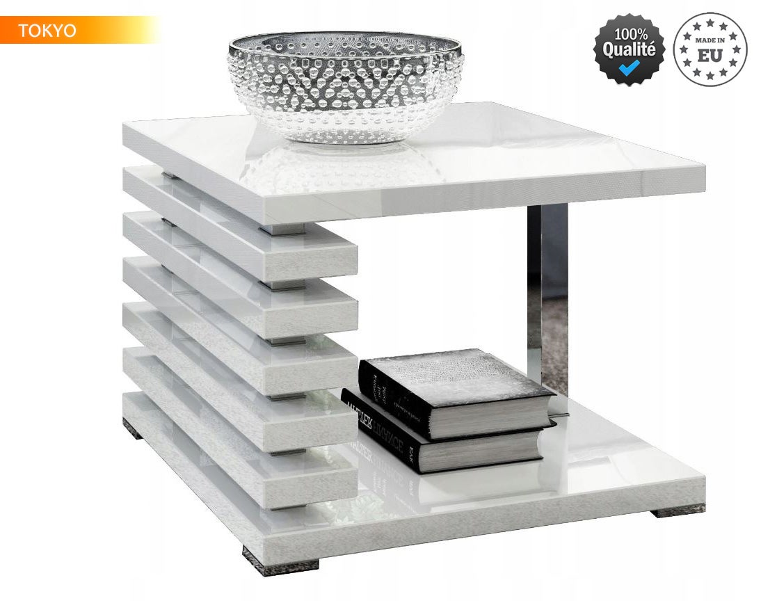 TABLE BASSE TOKYO BLANC LAQUE DESIGN 60 x 60 HAUTEUR 51 CM | Leroy Merlin
