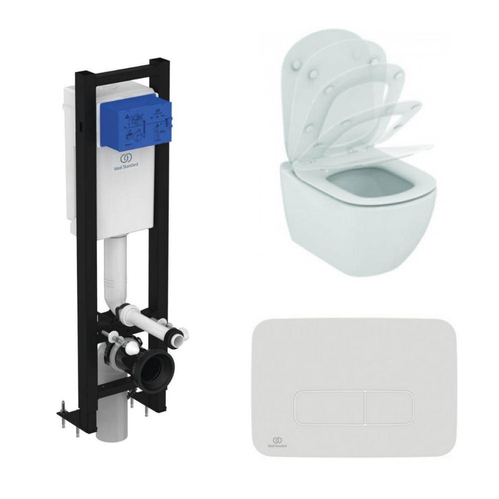 WC suspendu IDEAL STANDARD Tesi Aquablade + abattant et plaque de ...