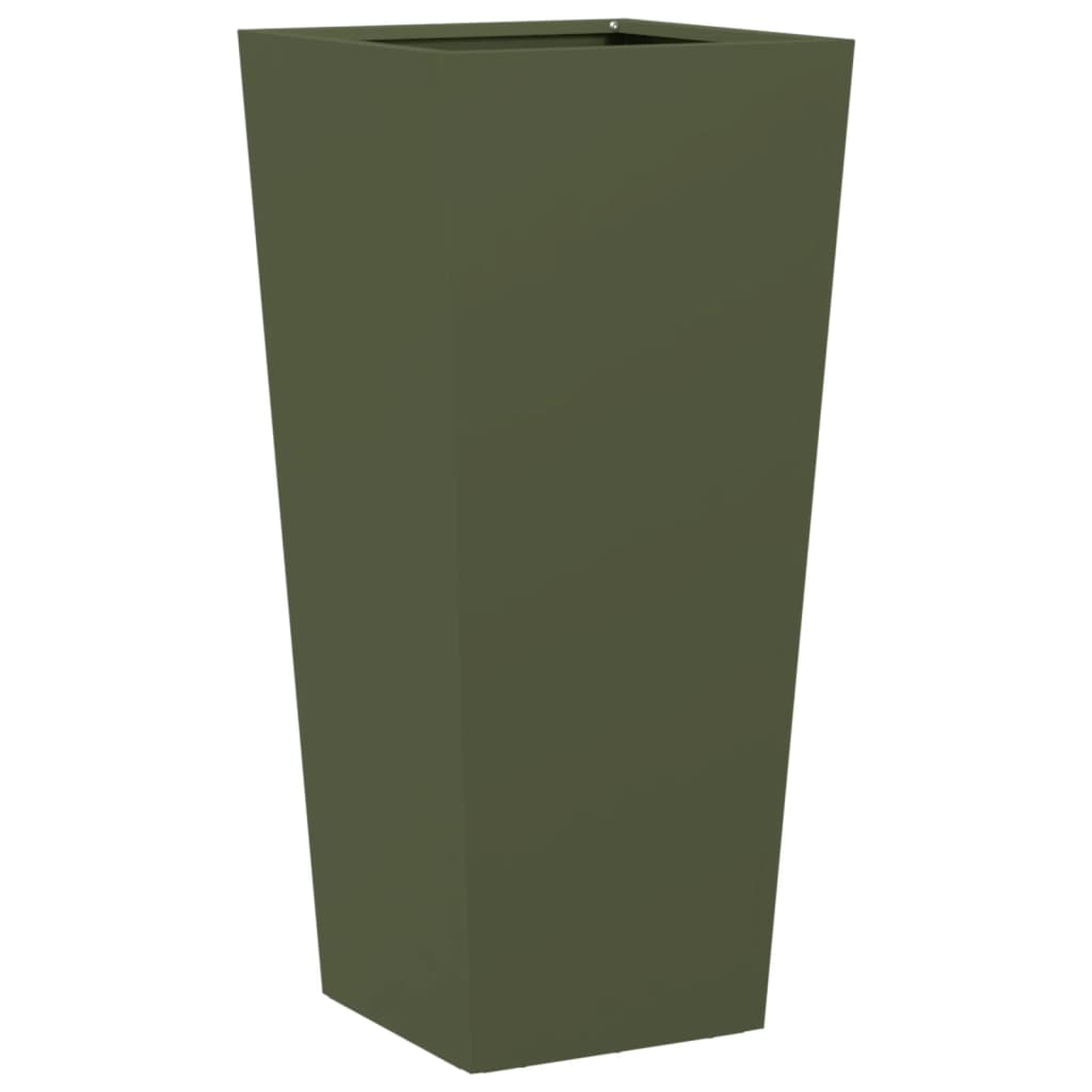 Jardinière | Pot de Fleurs vert olive 35x35x75 cm acier CFW71336 ...