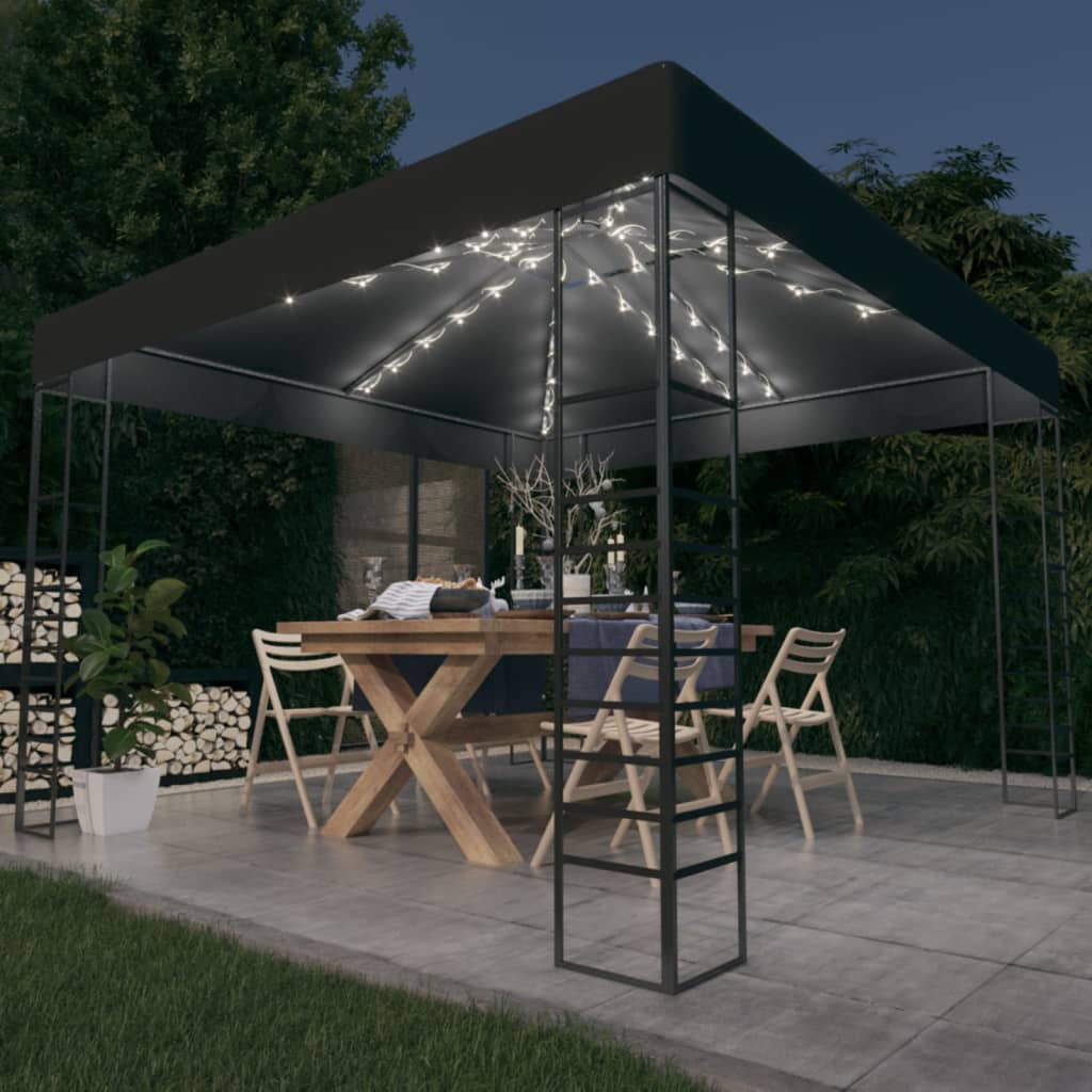 Gazebo da giardino con luci led a stringa 3x3 m antracite | Leroy Merlin