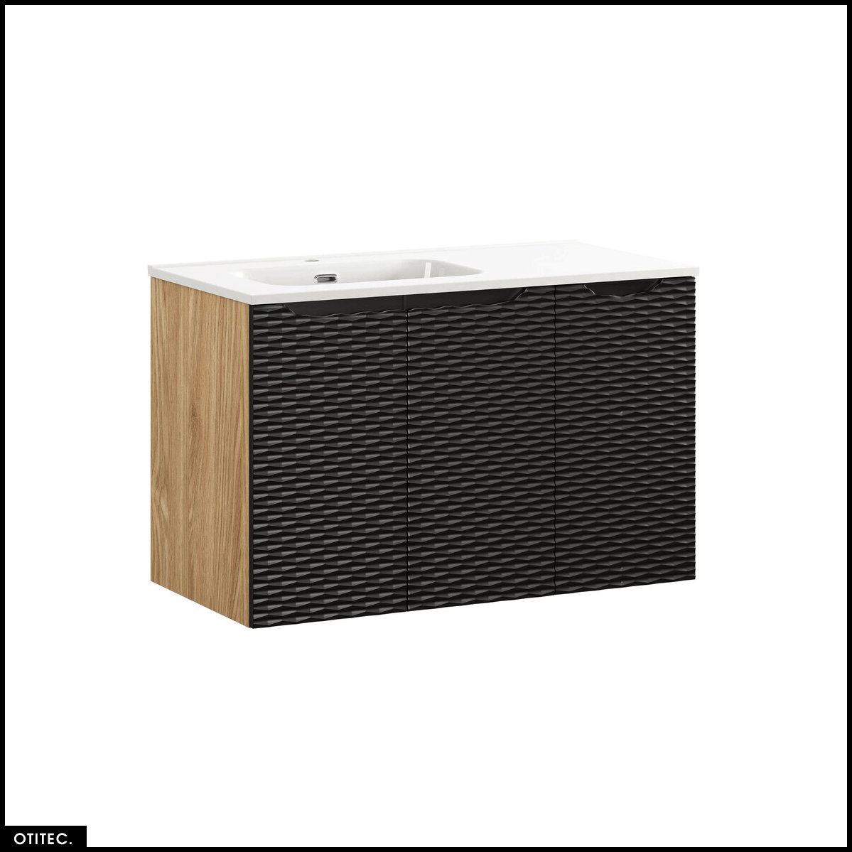 Mueble bajo lavabo 90 cm - Con lavabo encastrado - 3 puertas - SEA ...