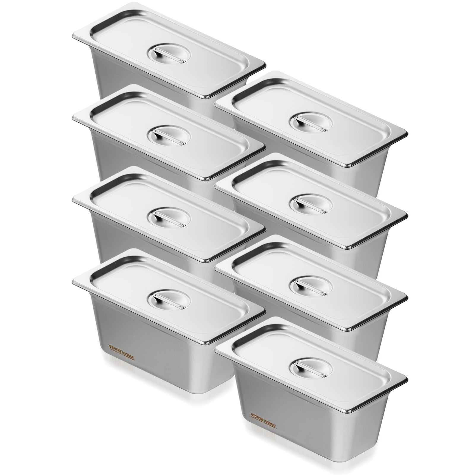 Bac Gastronorme GN 1/3 Lot de 8,VEVOR Récipient Inox pour Bain-marie 0,8 mm d'Épaisseur,Bac Inox ...