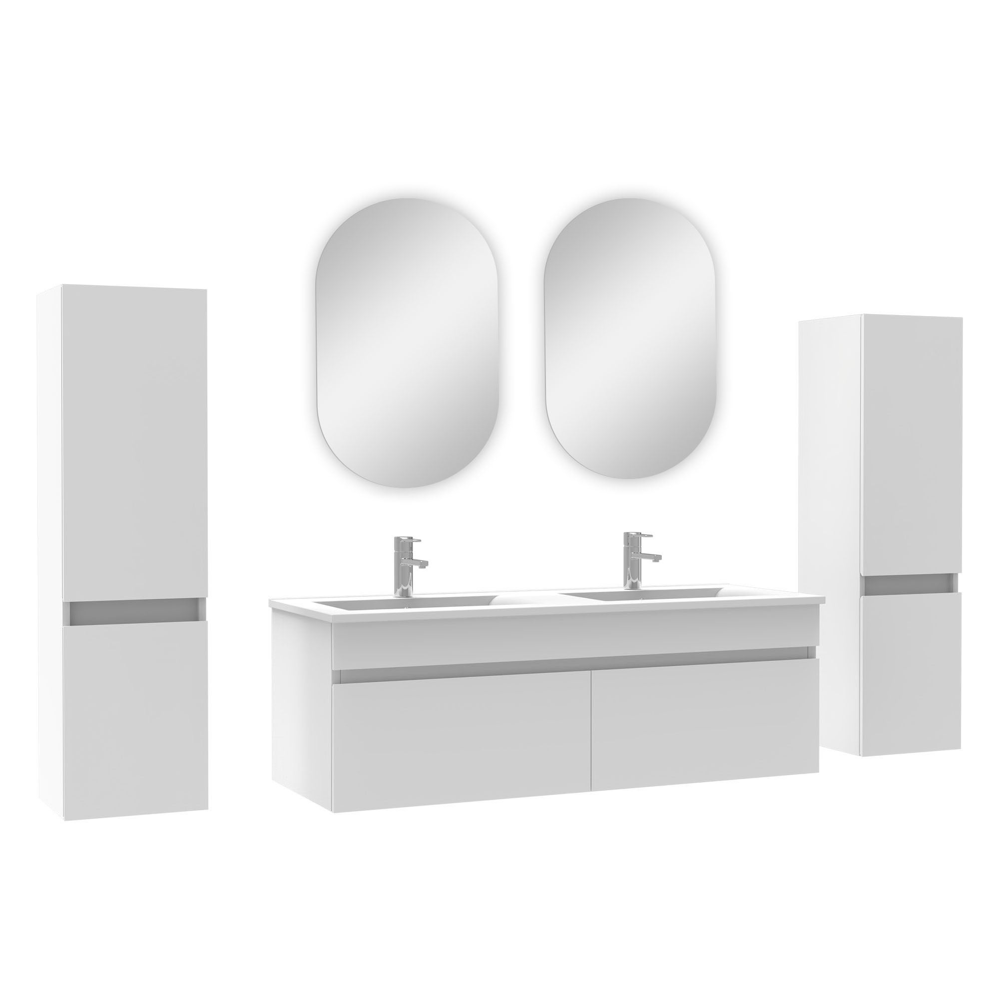 Ensemble meubles Salle de Bain double vasque 120cm, colonnex2 + miroir ...