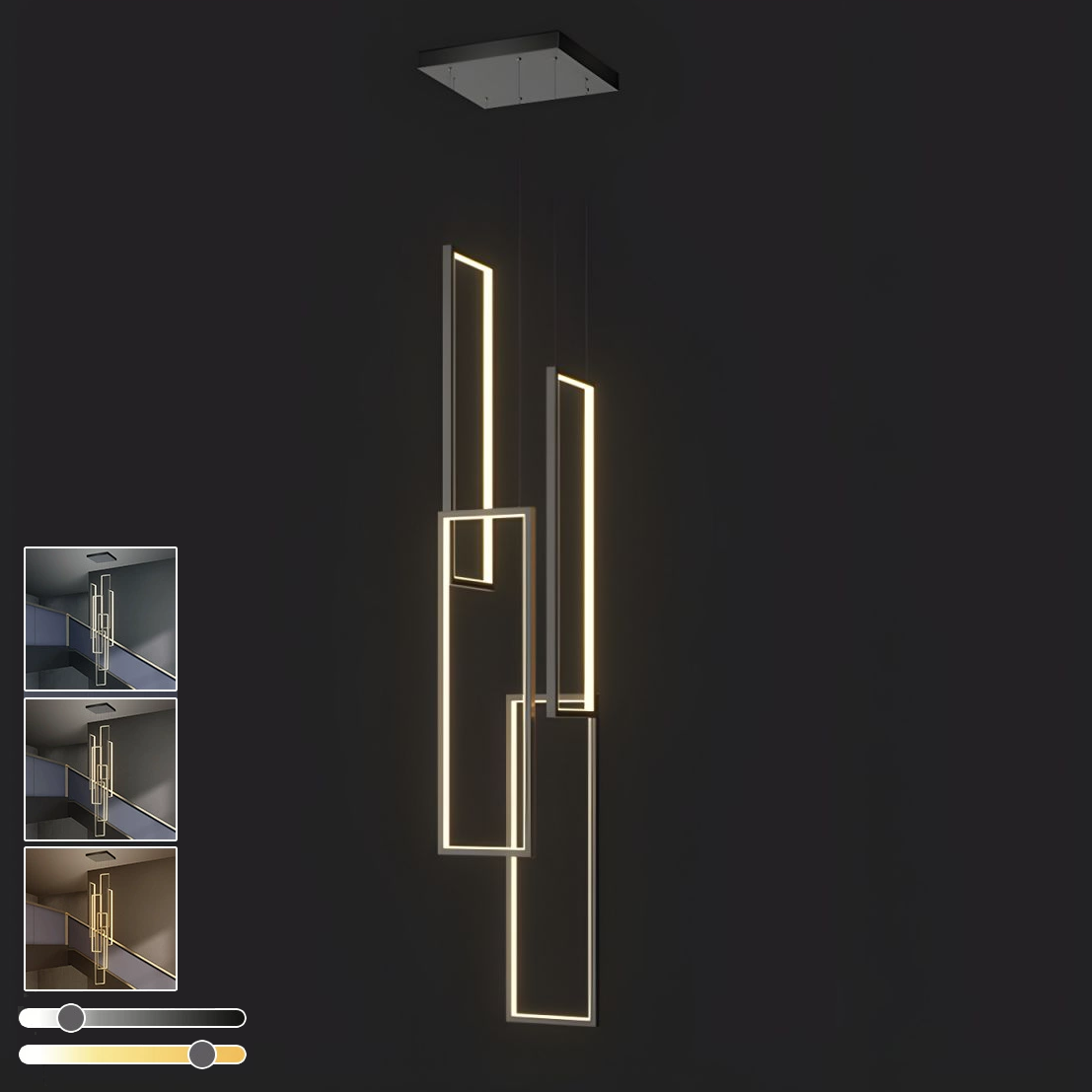 Lustre 140W avec Télécommande, Luminaire Suspendu LED à 4 Lumières ...