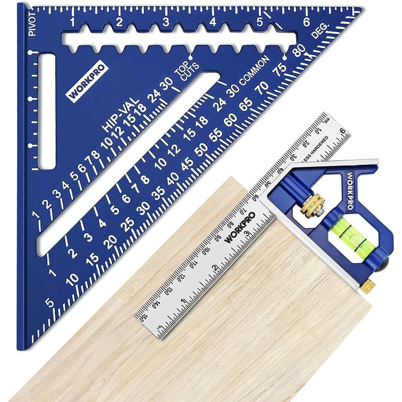 Equerre Menuisier 180 mm et Règle d'Angle de Combinaison 150mm, Equerre ...