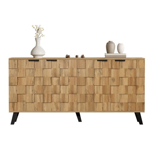 Buffet moderno con 4 puertas, 160,5 x 35,5 x 78 cm – Diseño práctico ...