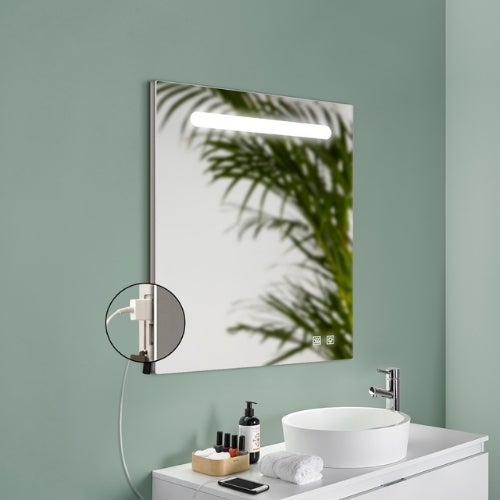 Espejo de Baño Rectangular con Luz LED, Antivaho y Puerto USB - Luz ...