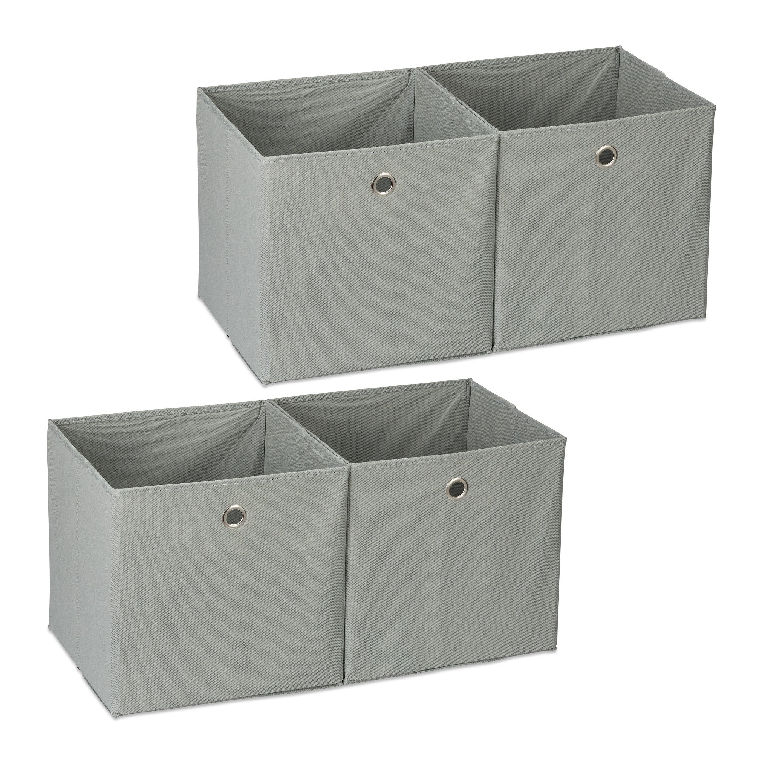 4x boîtes de rangement, carrées; en tissu, Cubique, 30x30x30 cm, gris ...