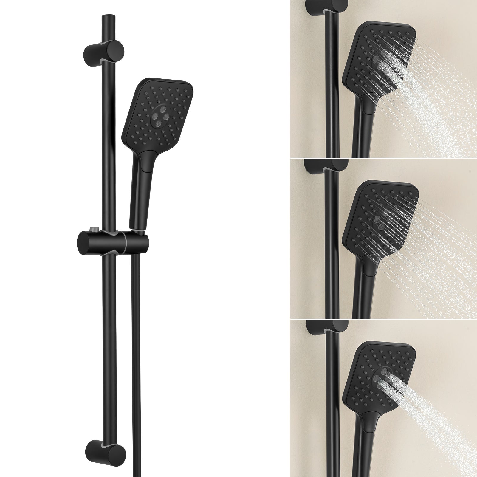SOFETIY MAX Set de douche Noir, Douchette 3 Fonctions, Ensemble de ...