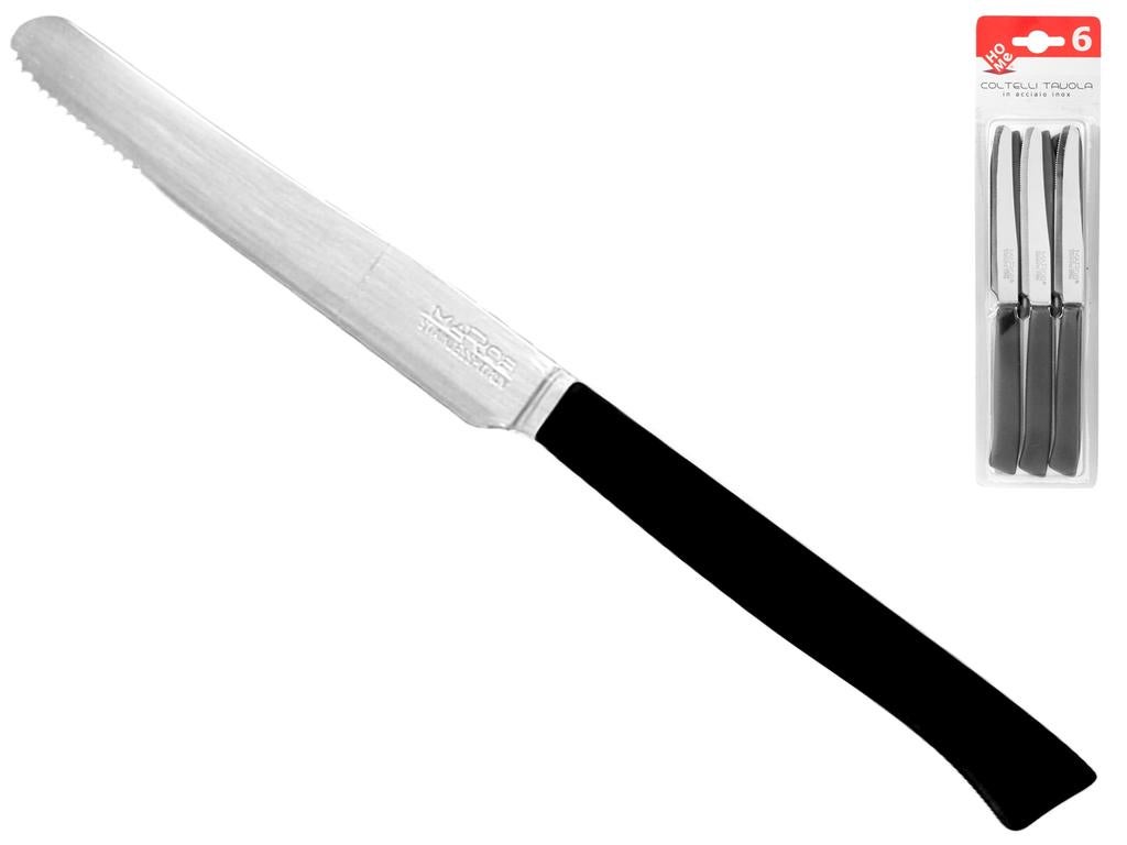 Inicio paquetes de 6 cuchillos de punta redonda con mango negro y hoja ...