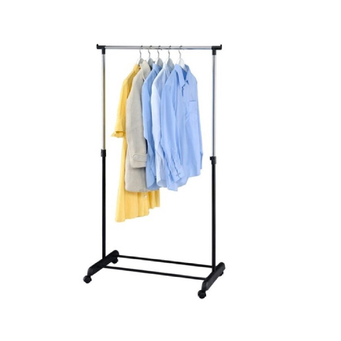 Perchero de acero color negro metalizado con ruedas fácil de montar 78 ...