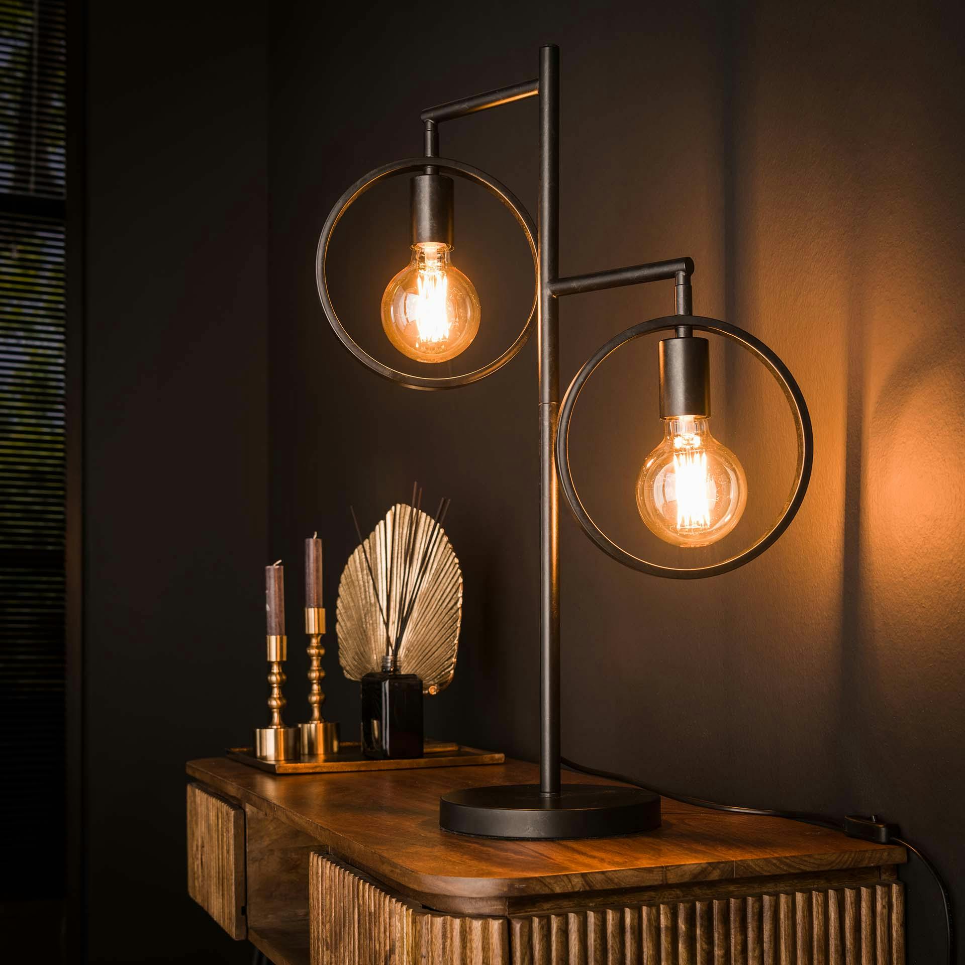 Lampe décorative 2 anneaux, finition charbon RALF | Leroy Merlin