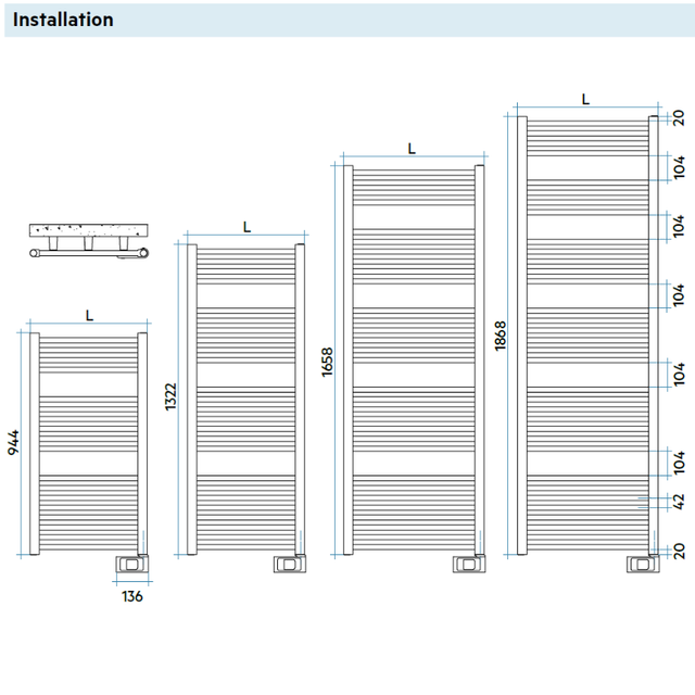 Sèche-serviettes électrique 750W deep blue FLECHE - IRSAP | Bricoman