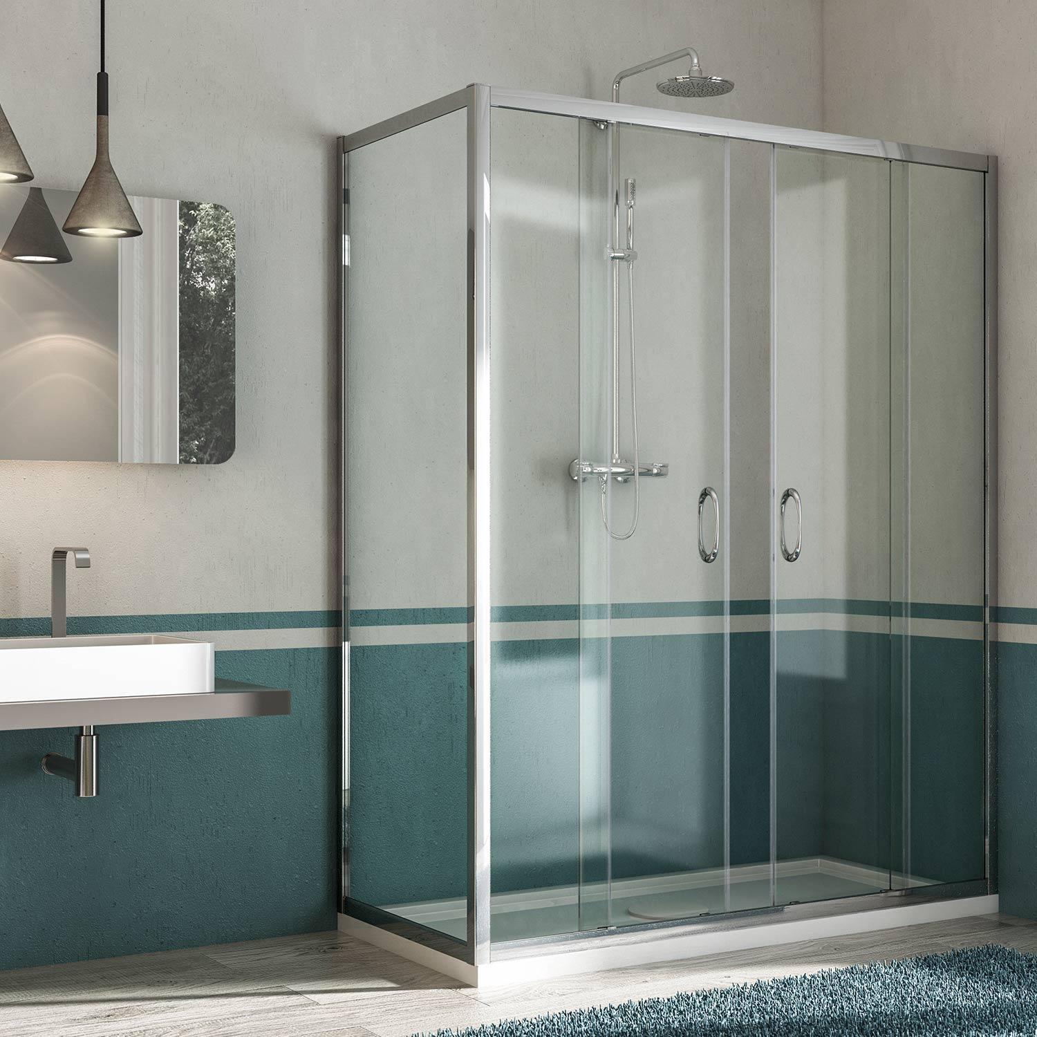 Box Doccia Angolare 70x140 cm 2 Ante Scorrevoli in Cristallo ...