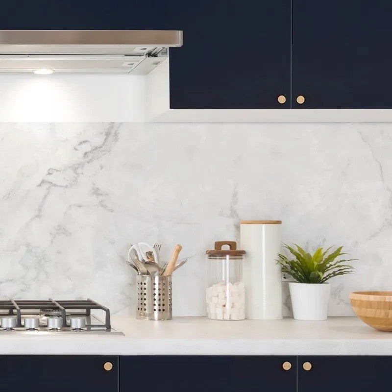 Salpicadero de cocina de aluminio - efecto mármol blanco - 360 x 50 cm ...