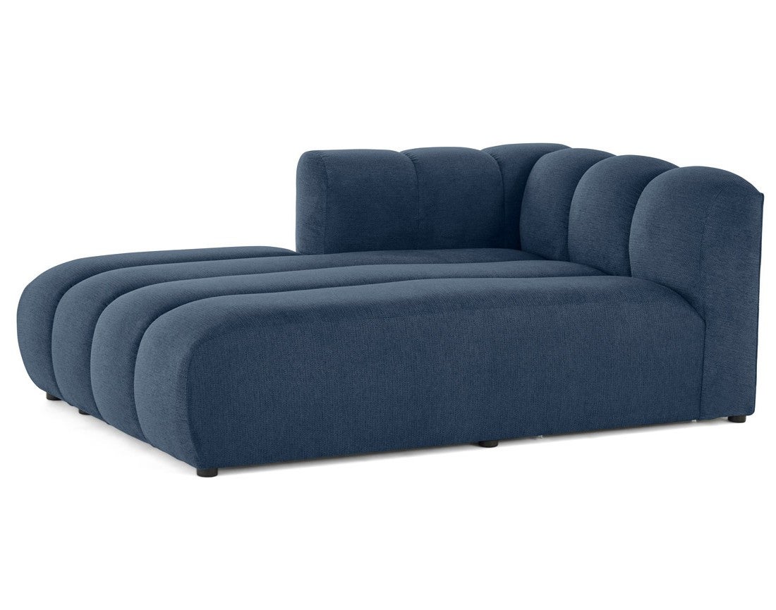 Canapé modulable 2 places angle gauche en tissu texturé bleu - DEBBIE ...